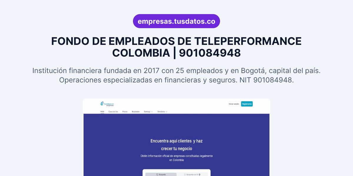 FONDO DE EMPLEADOS DE TELEPERFORMANCE COLOMBIA | 901084948 | Tusdatos ...