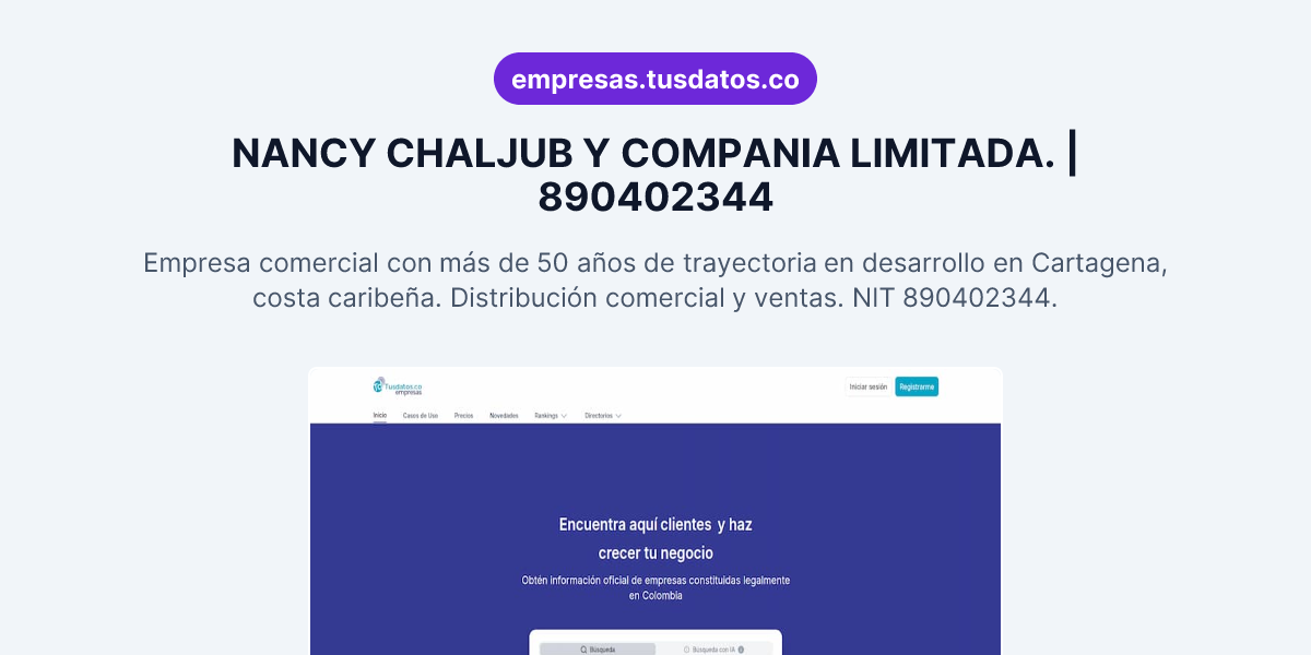 NANCY CHALJUB Y COMPANIA LIMITADA. | 890402344 | Tusdatos Empresas